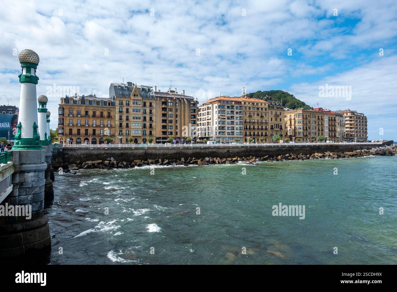 Historic architecture lines the vibrant seafront in San Sebastian in ...