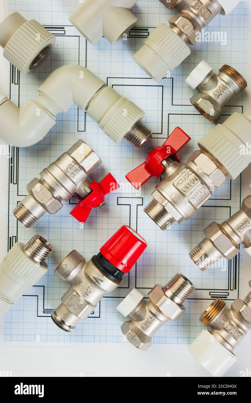 Plumbing fixtures and piping parts Stock Photo - Alamy