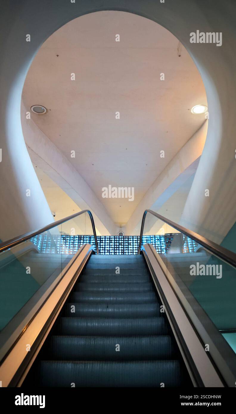 Ascending Escalators on modern building in Spain Stock Photo - Alamy