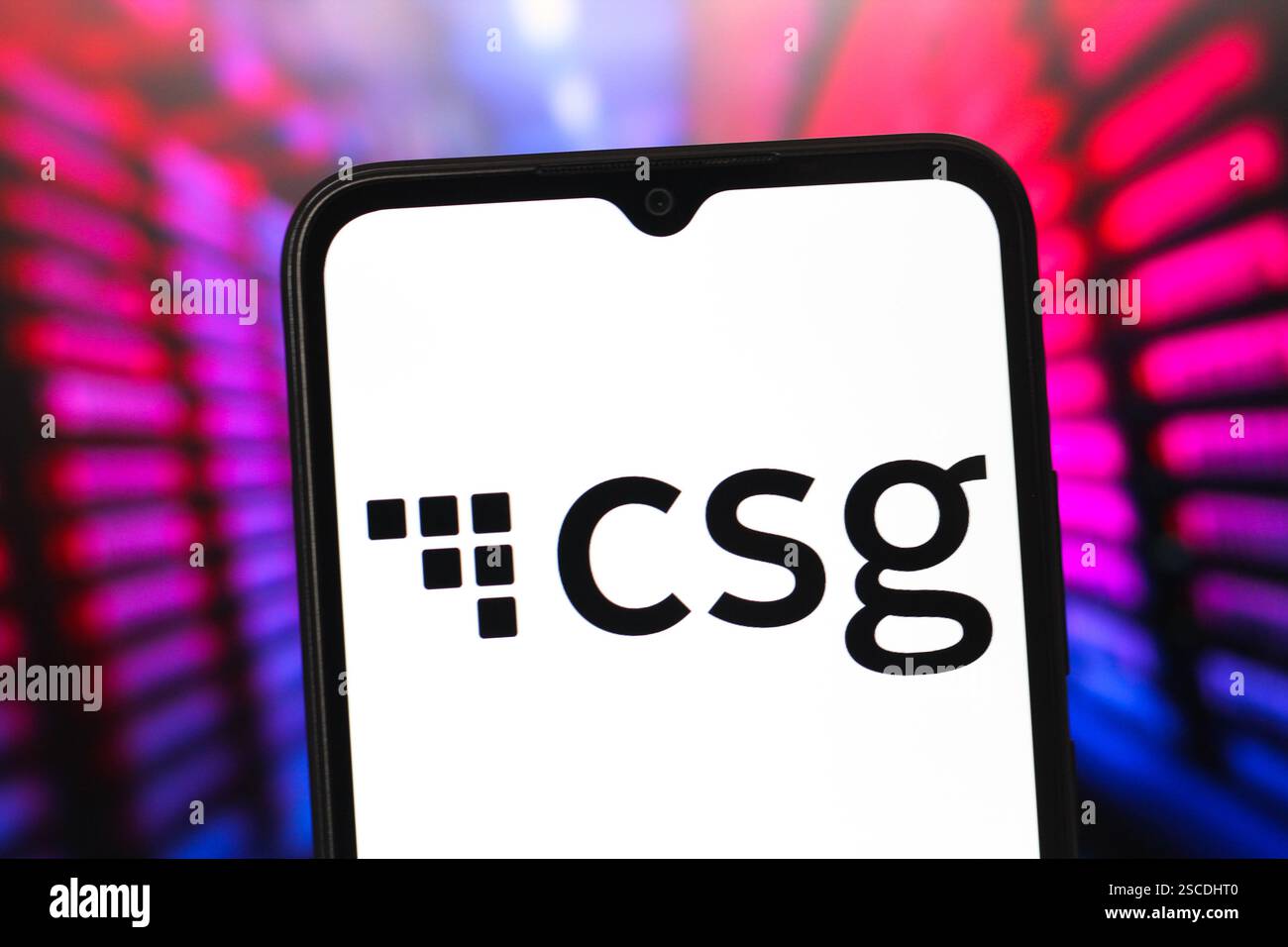 In this photo illustration, the CSG Systems International logo is seen ...