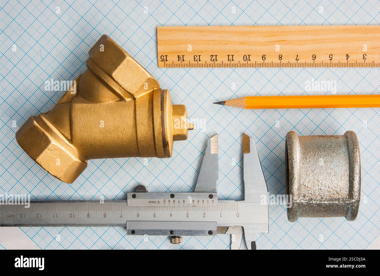 details of the pipeline on the graph paper Stock Photo - Alamy