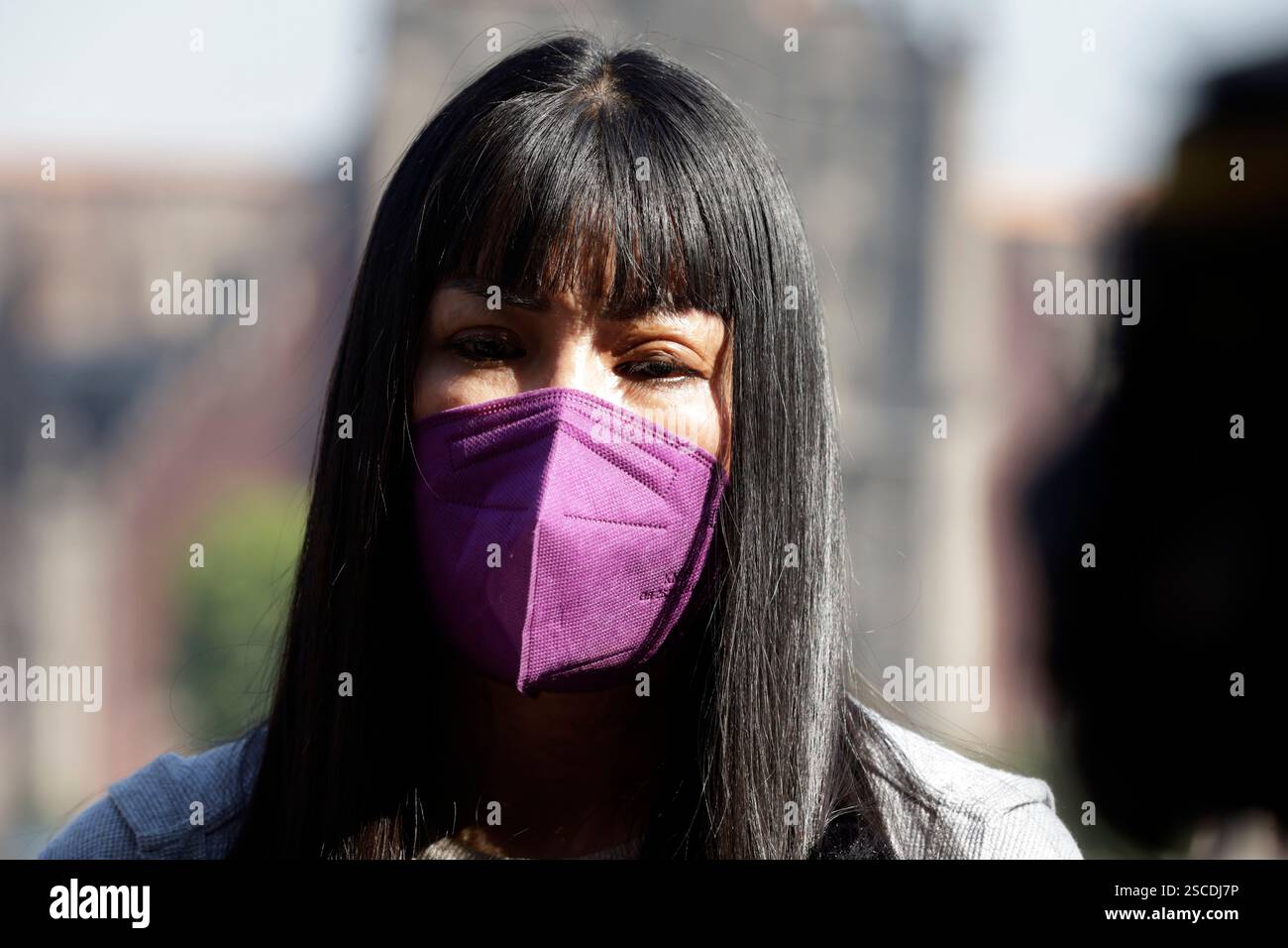 Saxophonist Maria Elena Rios was interviewed by the media in the main ...