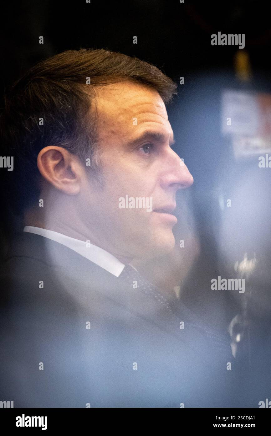 President of France Emmanuel Macron at the EU leaders retreat informal ...