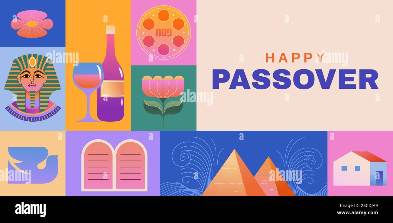 Happy Passover background, banner and poster design. Geometrical modern ...