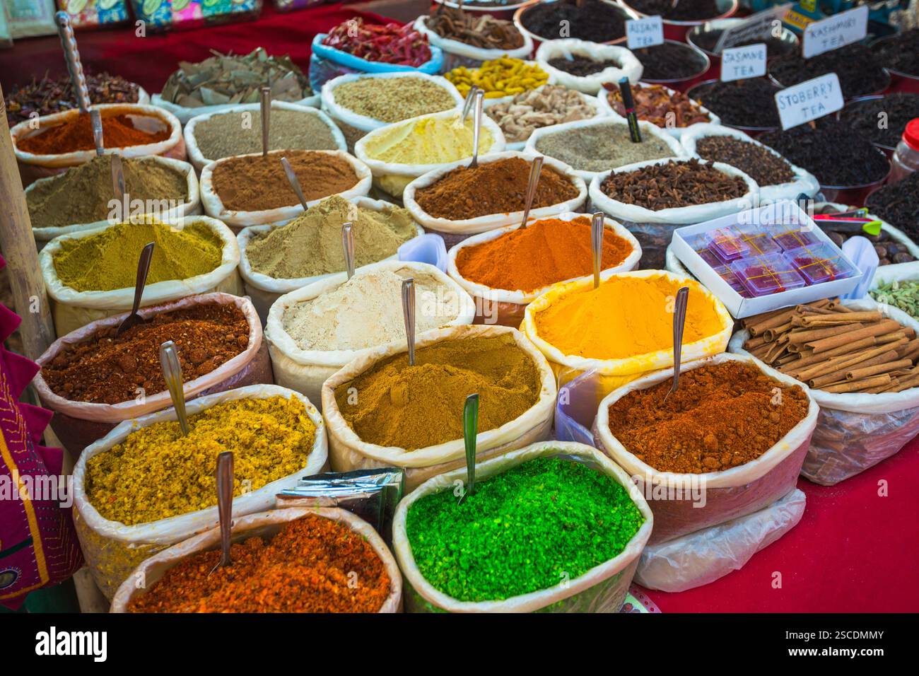 Sale of spices in the markets of Goa and other states of India Stock ...