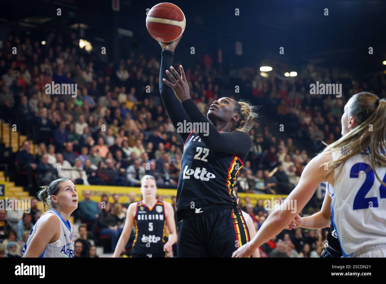 Belgium's Bethy Mununga fights for the ball during a basketball game ...
