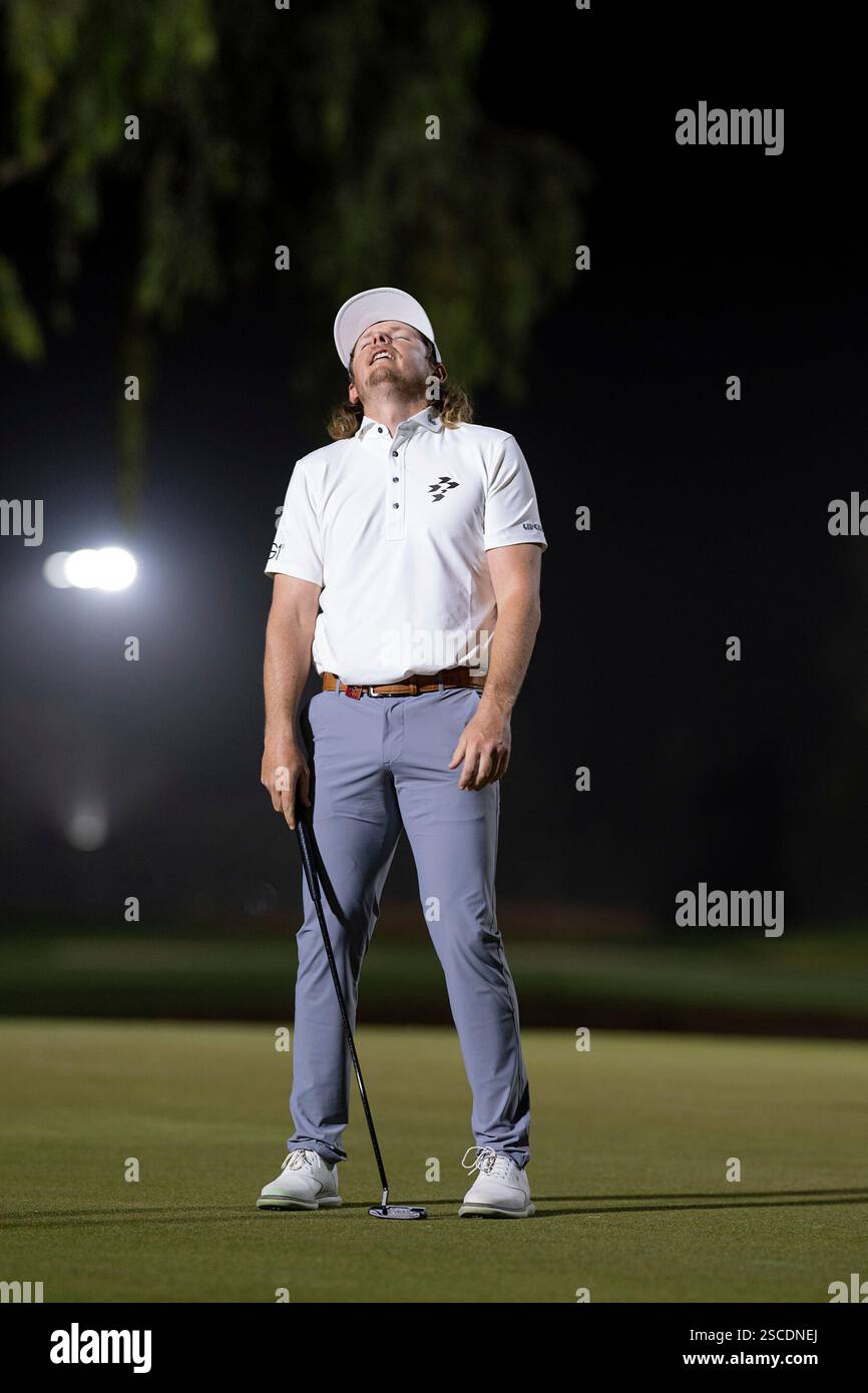 Captain Cameron Smith of Ripper GC reacts to his putt on the seventh ...