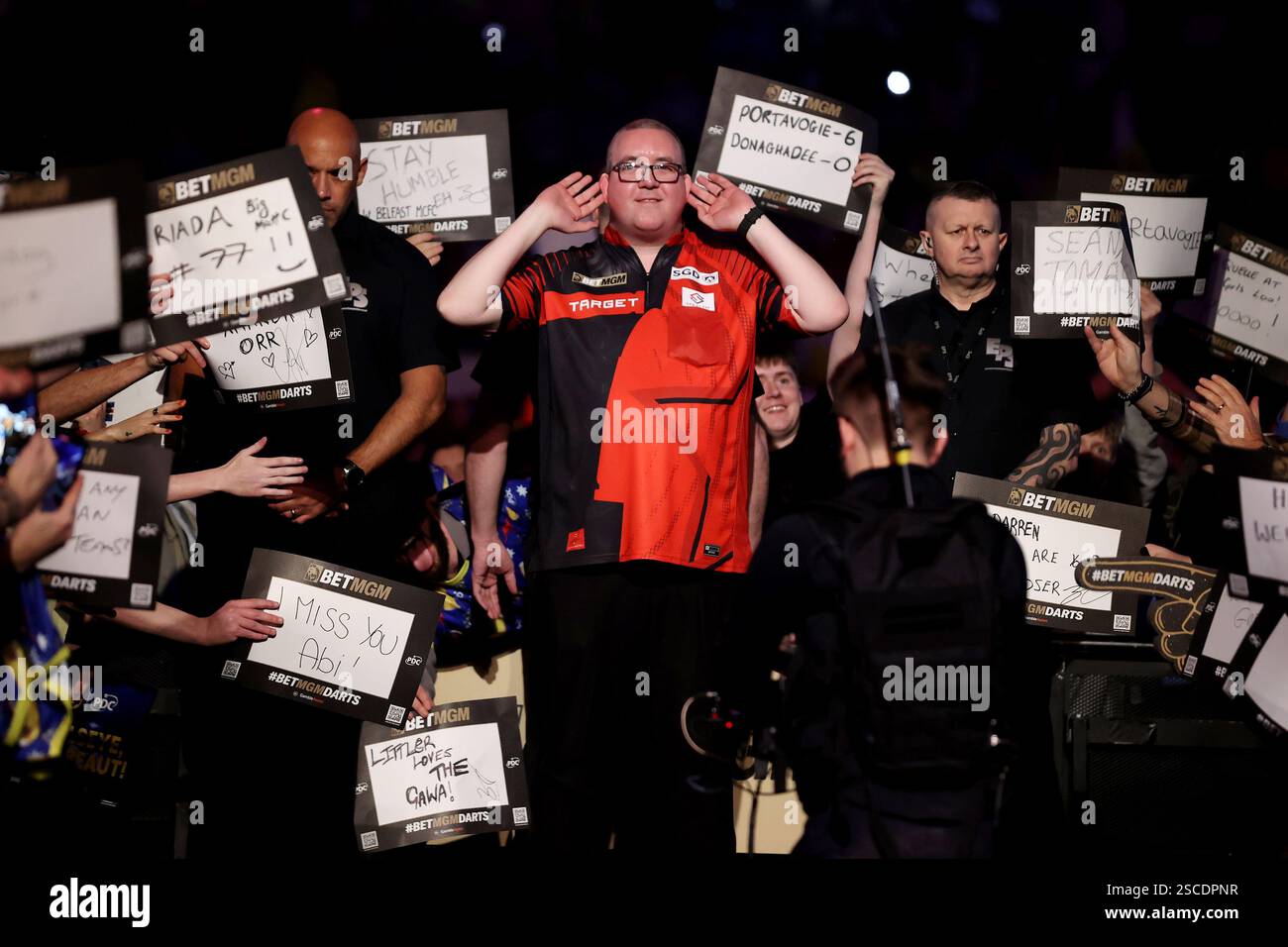 Stephen Bunting walks out to play Rob Cross during night one of the ...