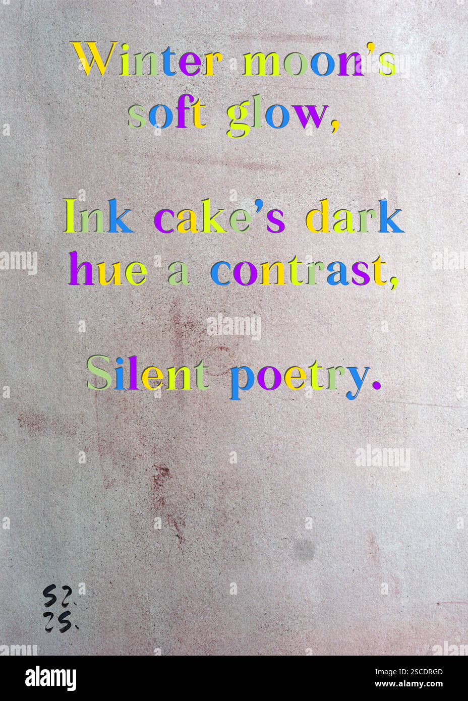 Winter moon's soft glow, Ink cake's dark hue a contrast, Silent poetry ...