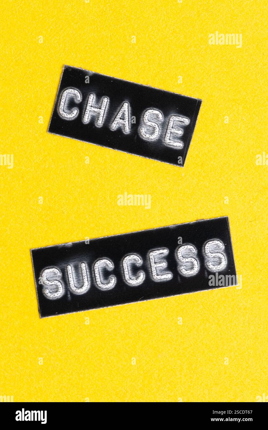 Black label on yellow background with the words CHASE SUCCESS Stock ...