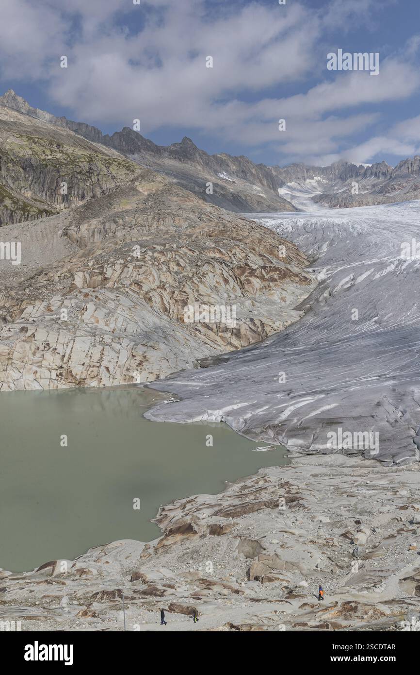 Rhone Glacier, Obergoms VS, Wallis, Switzerland. Under the white ...