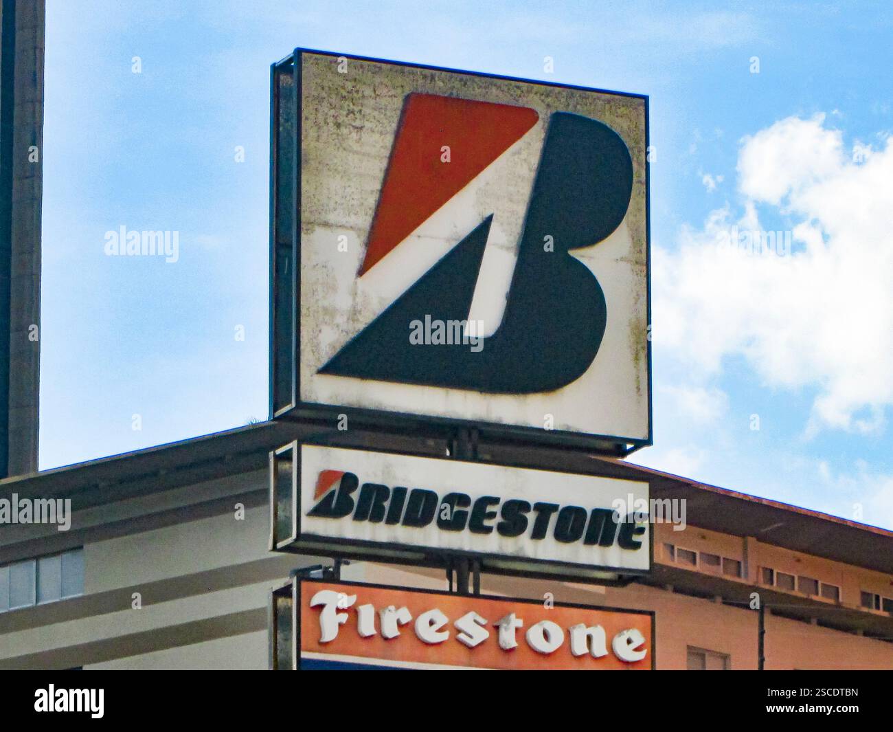 Bridgestone and Firestone tyres advertisement. Editorial Ilustrative. Caracas, Venezuela January ...