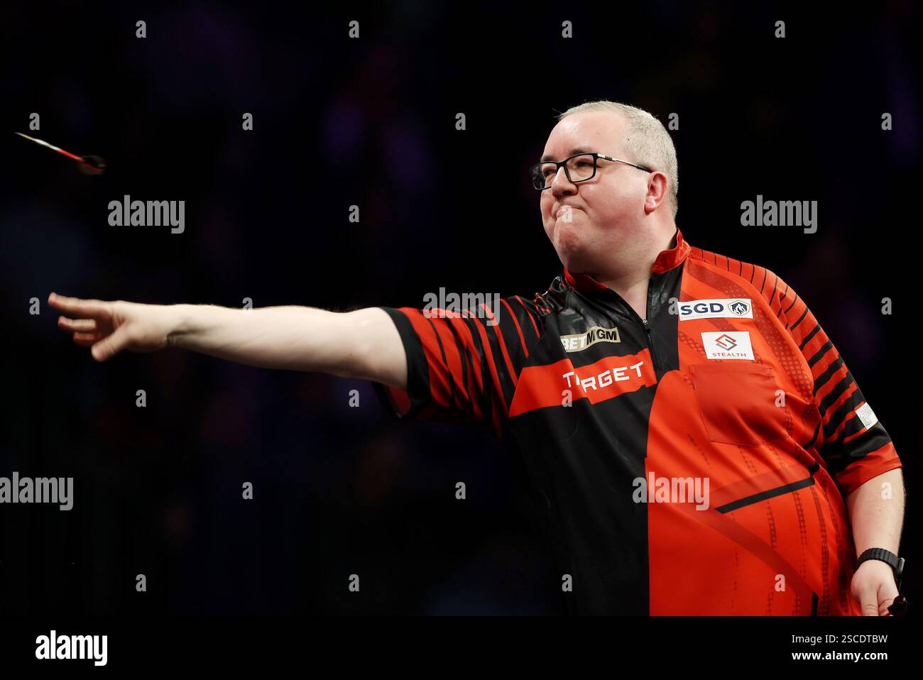 Stephen Bunting in action during his match against Rob Cross on night ...