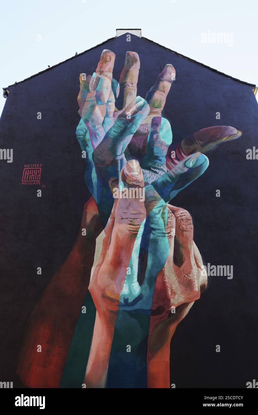 Movement of a hand with gestures in sign language, showing word home ...