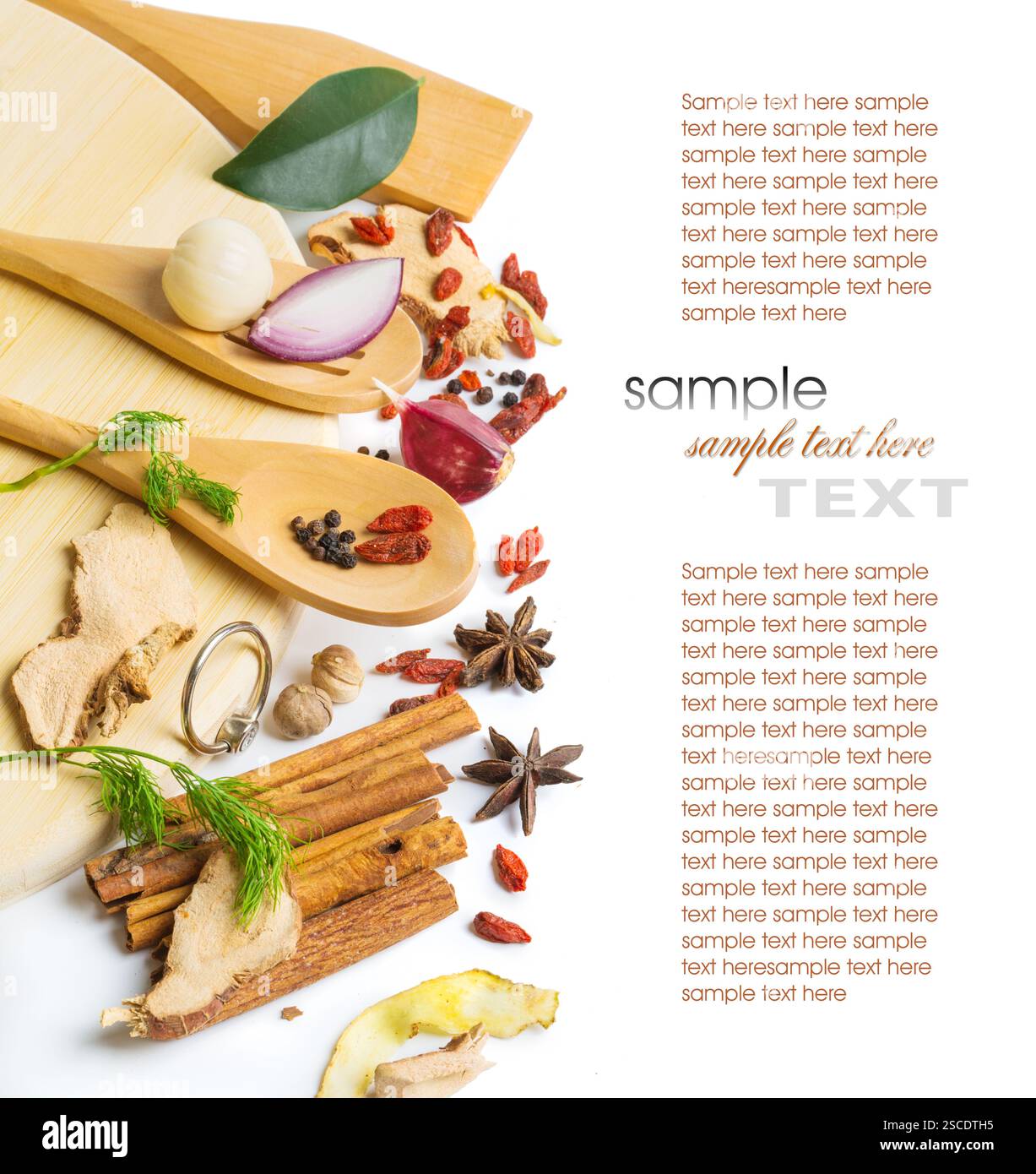 dry spices and fresh herbs on white background Stock Photo - Alamy