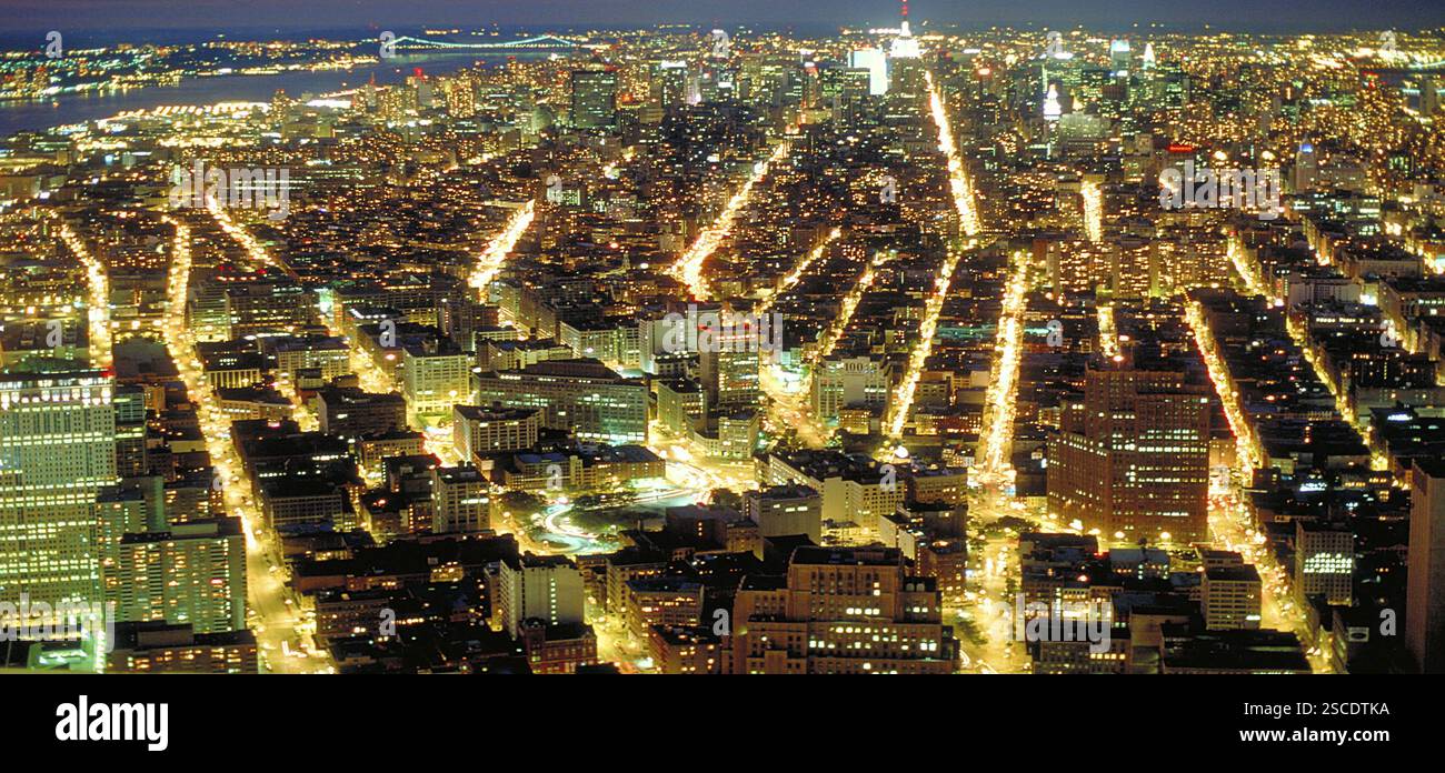 View of Manhattan at night from the former World Trade Center, 11 ...