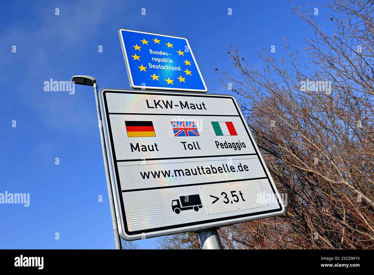 Grenzschild Bundesrepublik Deutschland, Schild LKW Maut,Toll ...