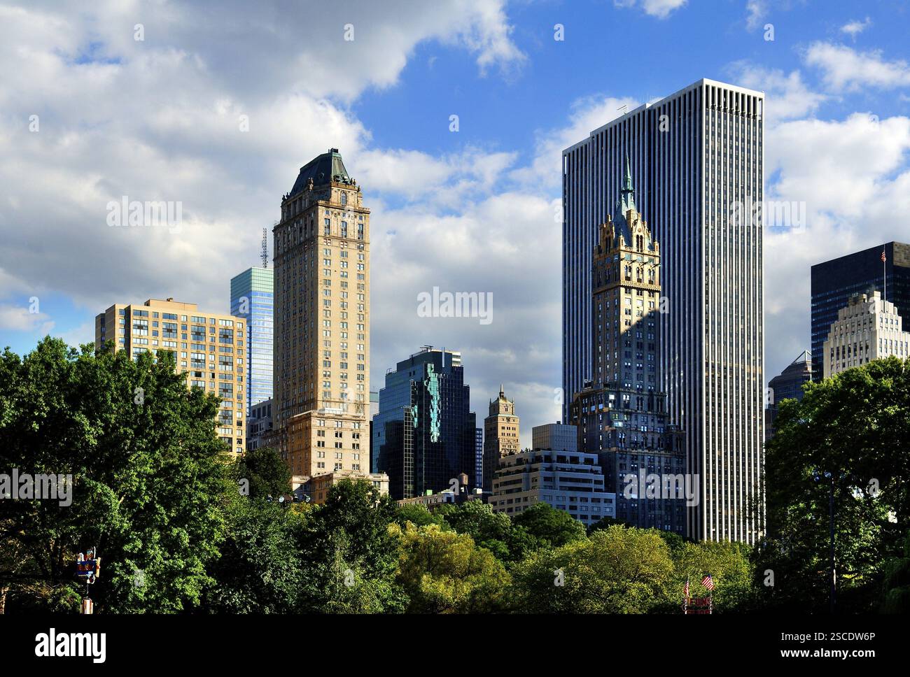 View of Manhattan skyscrapers from Central Park, New York City, USA ...