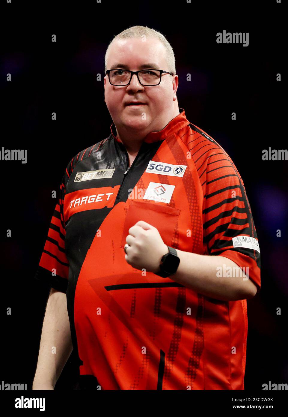 Stephen Bunting reacts during his match against Rob Cross on night one ...