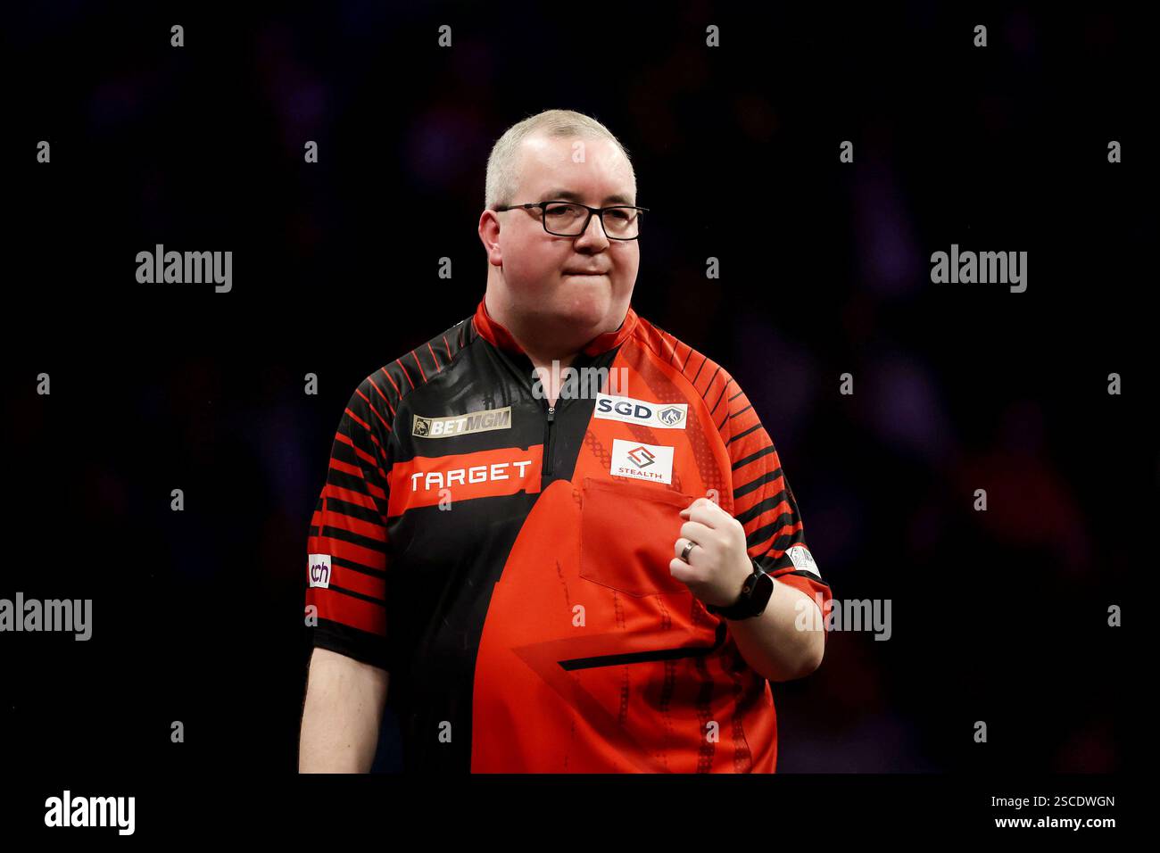 Stephen Bunting reacts during his match against Rob Cross on night one ...