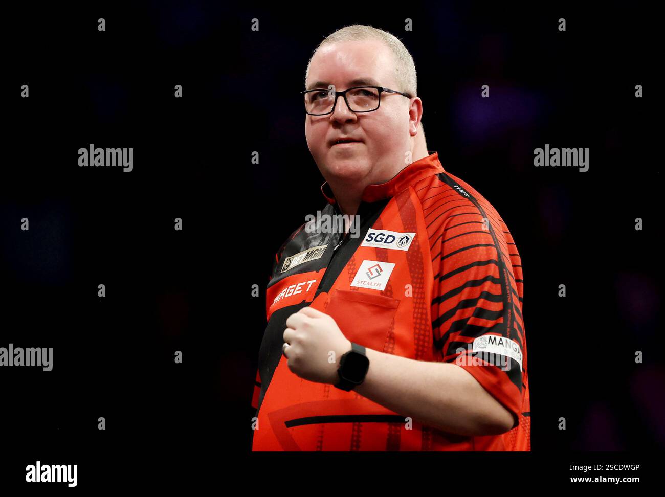 Stephen Bunting reacts during his match against Rob Cross on night one ...