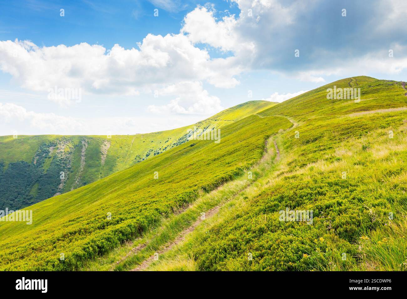mountain landscape with path uphill. travel destination. beautiful ...