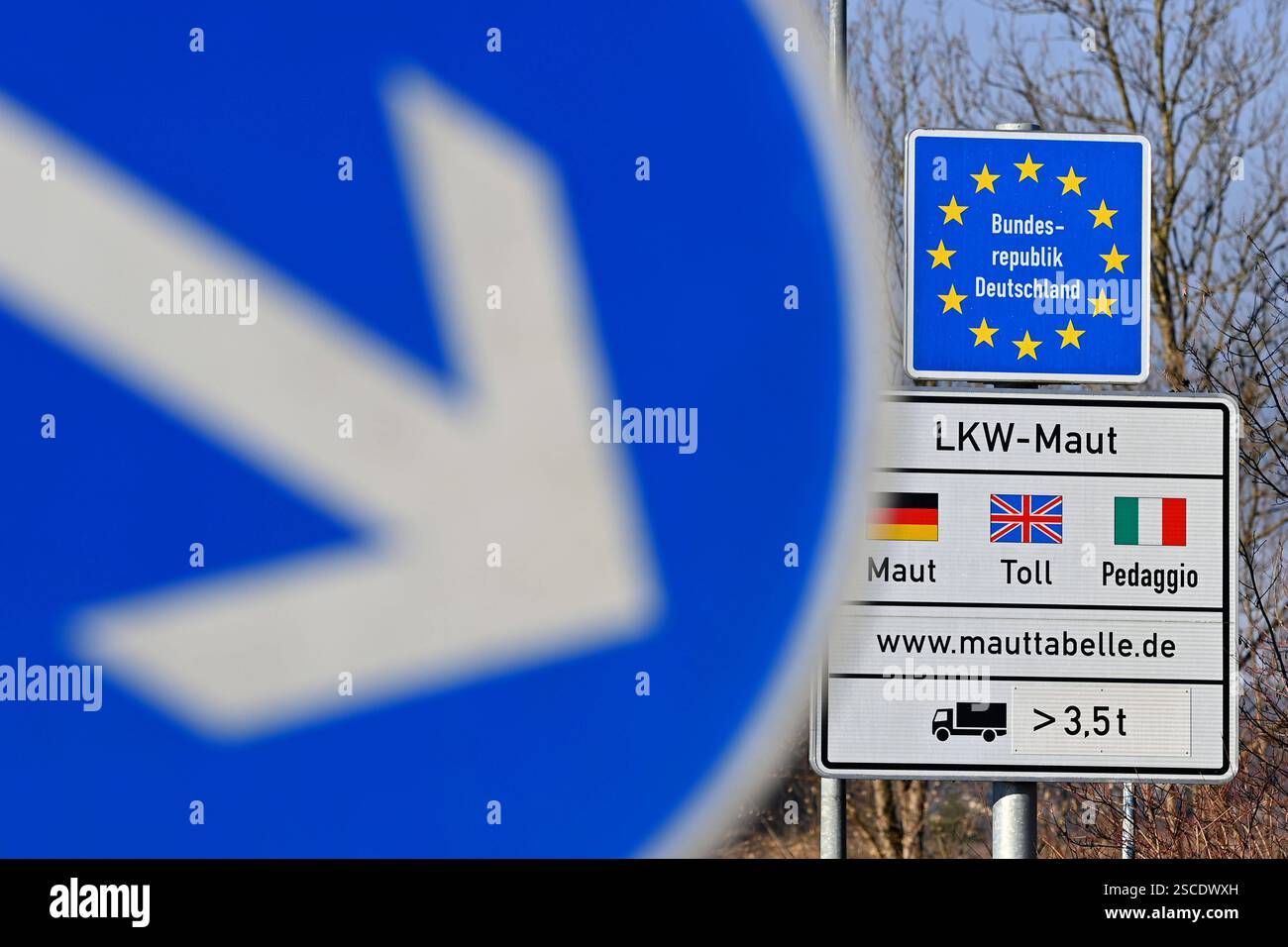 Grenzschild Bundesrepublik Deutschland, Schild Polizeikontrolle und ...