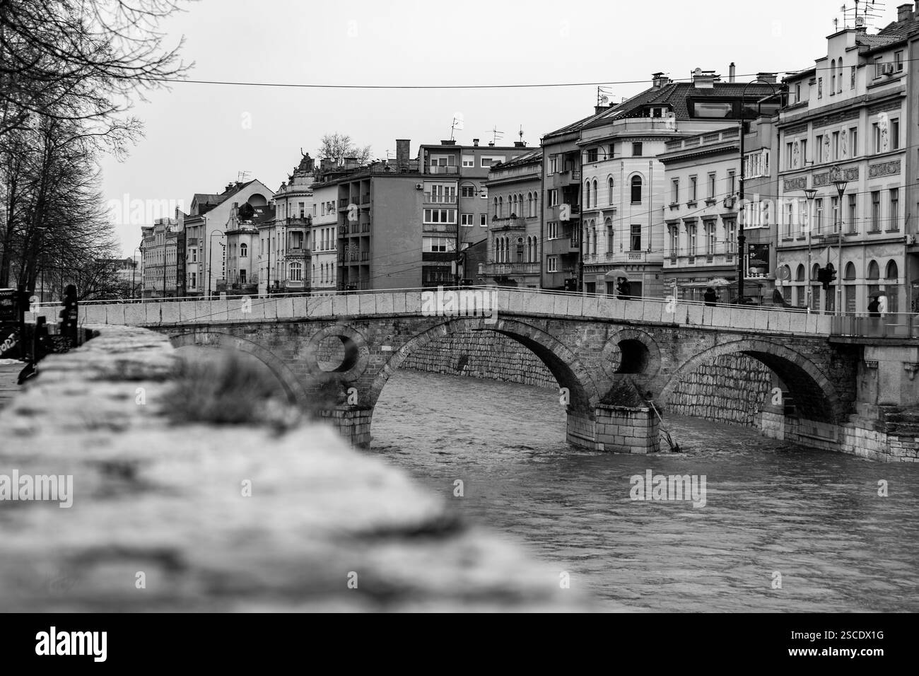 Sarajevo - Bosnia and Herzegovina - 10 FEB 2024: Latin Bridge is an ...