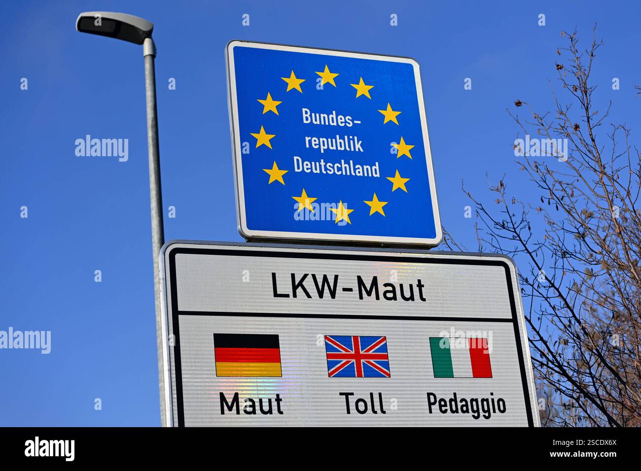 Grenzschild Bundesrepublik Deutschland, Schild LKW Maut,Toll ...
