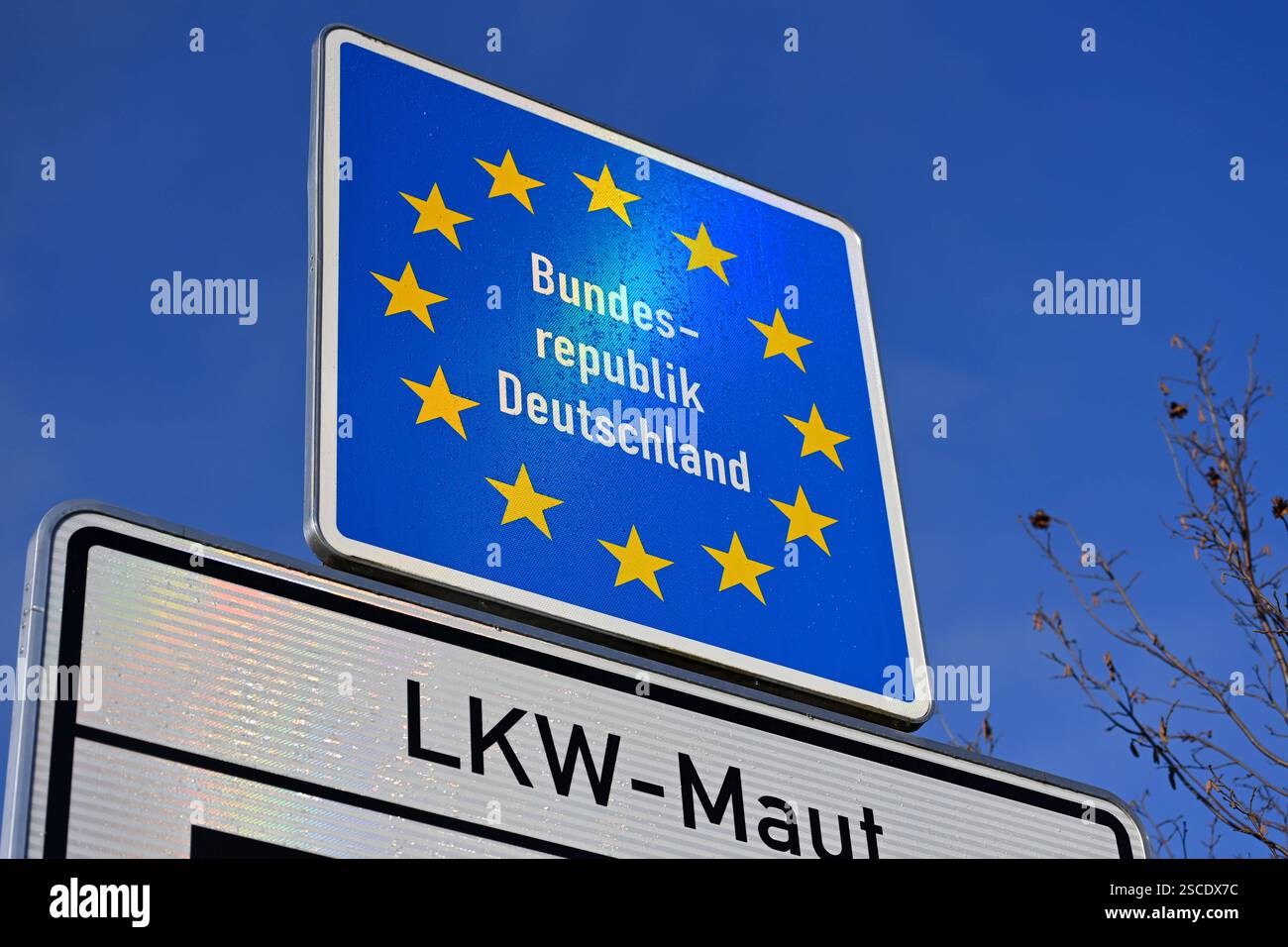 Grenzschild Bundesrepublik Deutschland, Grenzkontrolle der Bayerischen ...