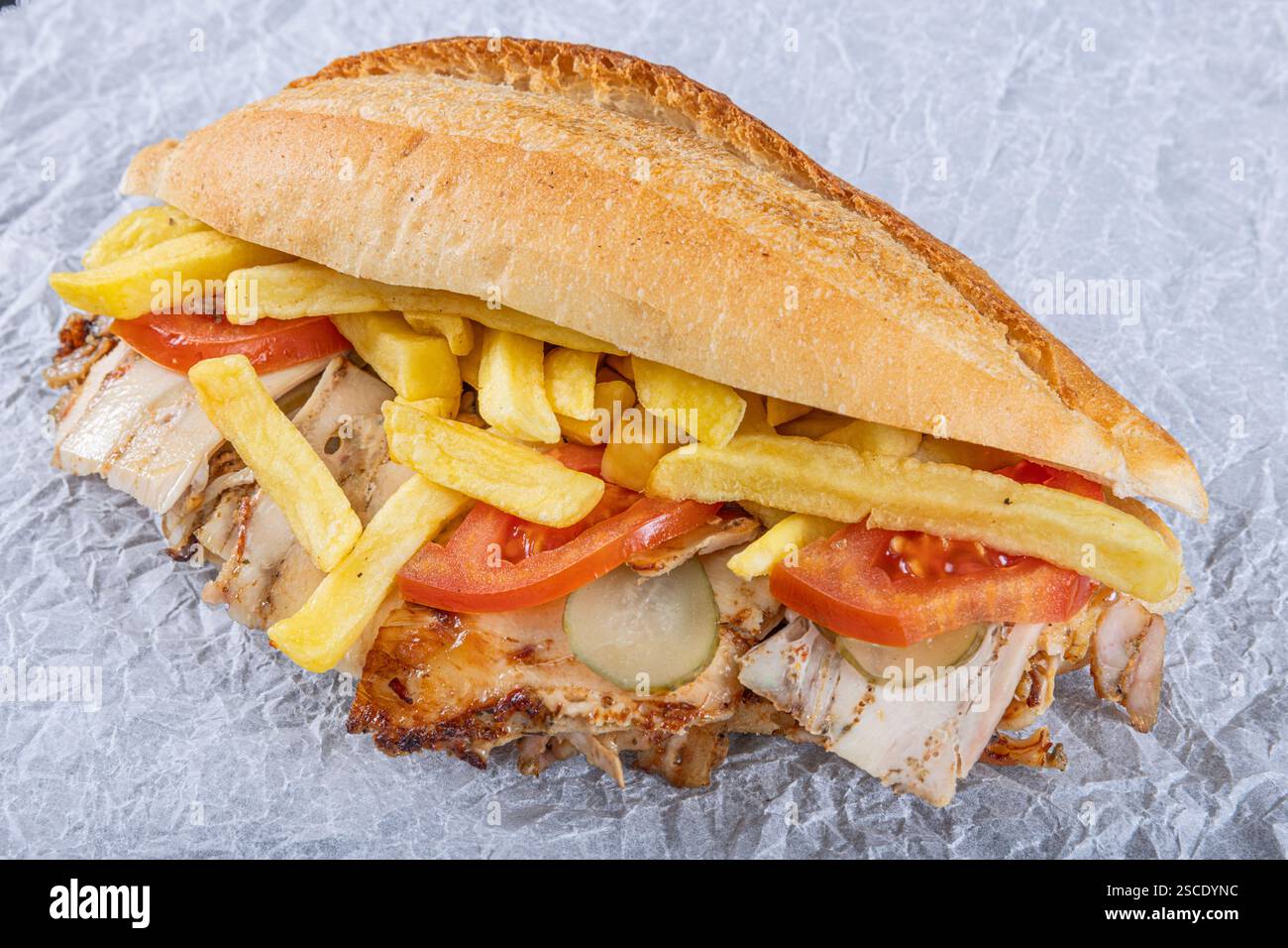 Meat Chicken Doner, between bread (Turkish Name : ekmek arasi tavuk ...