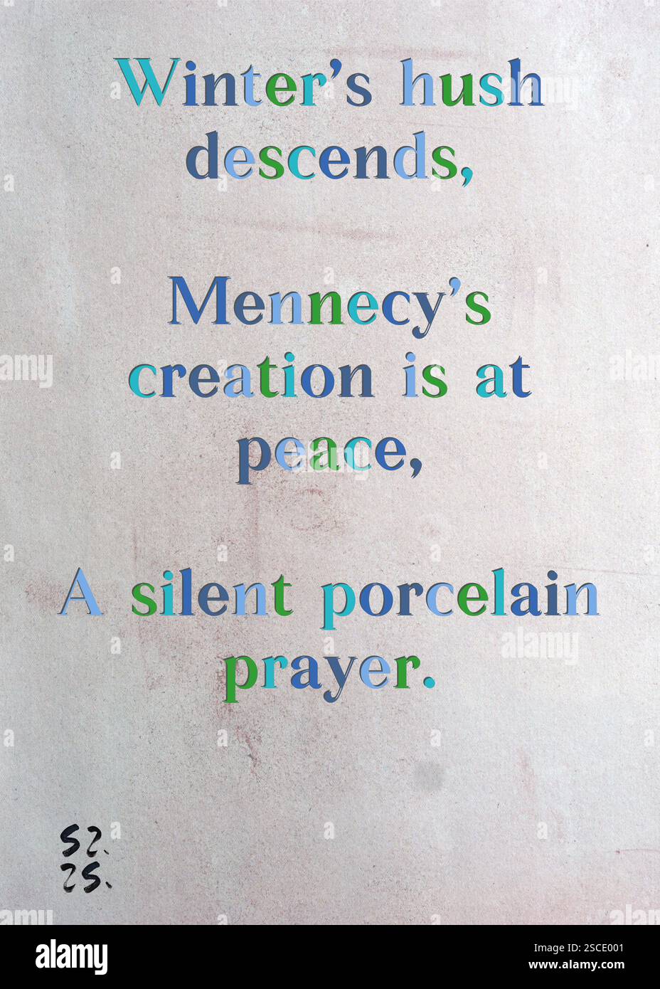 Winter's hush descends, Mennecy's creation is at peace, A silent ...
