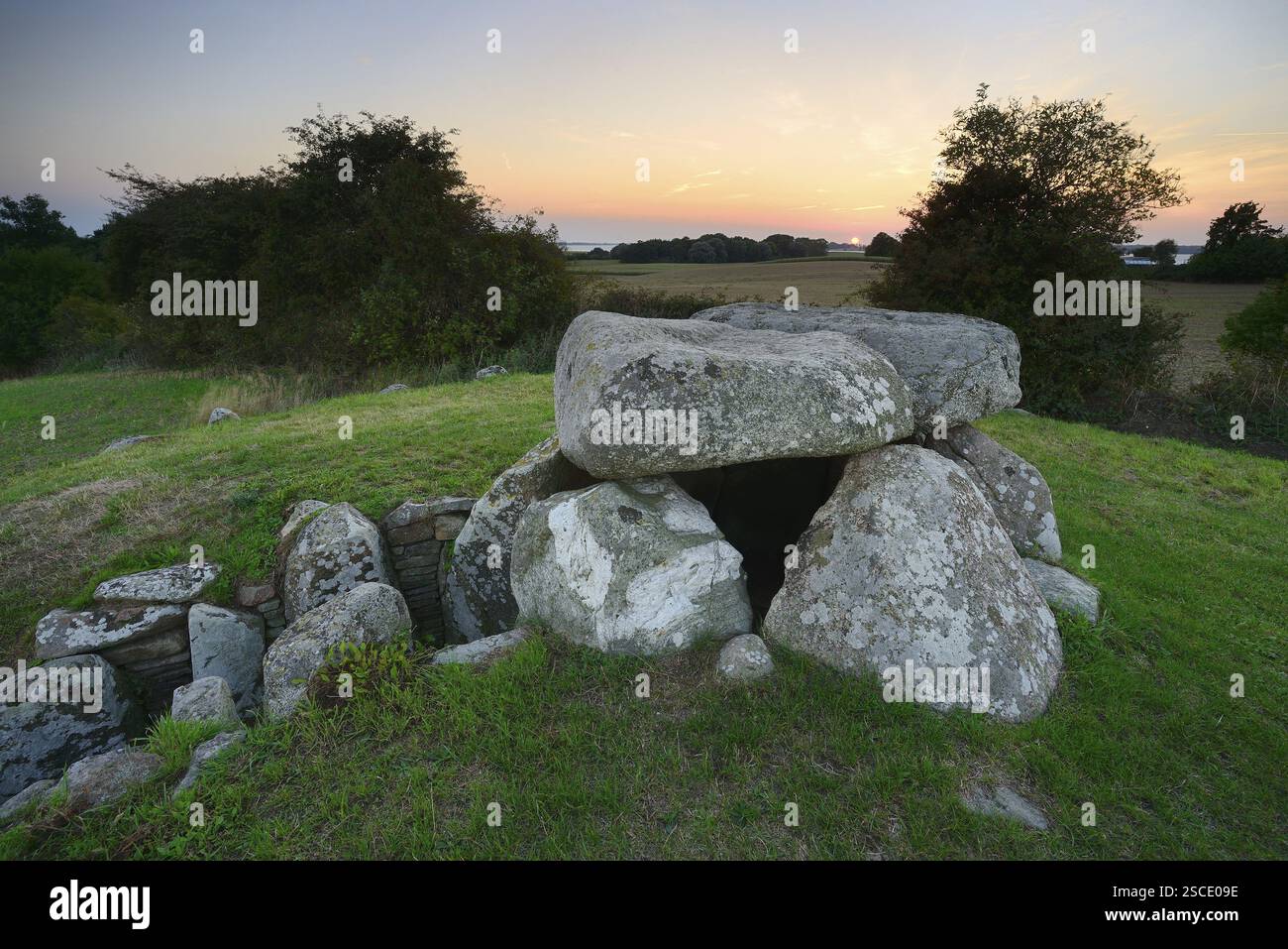 The Sprove dolmen at sunset, Sprove, Mon Island, Denmark, Europe Stock ...