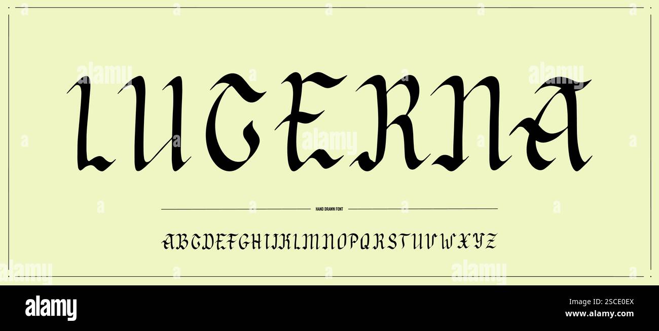 Gothic alphabet. Medieval handwritten typeface in old style made with ...