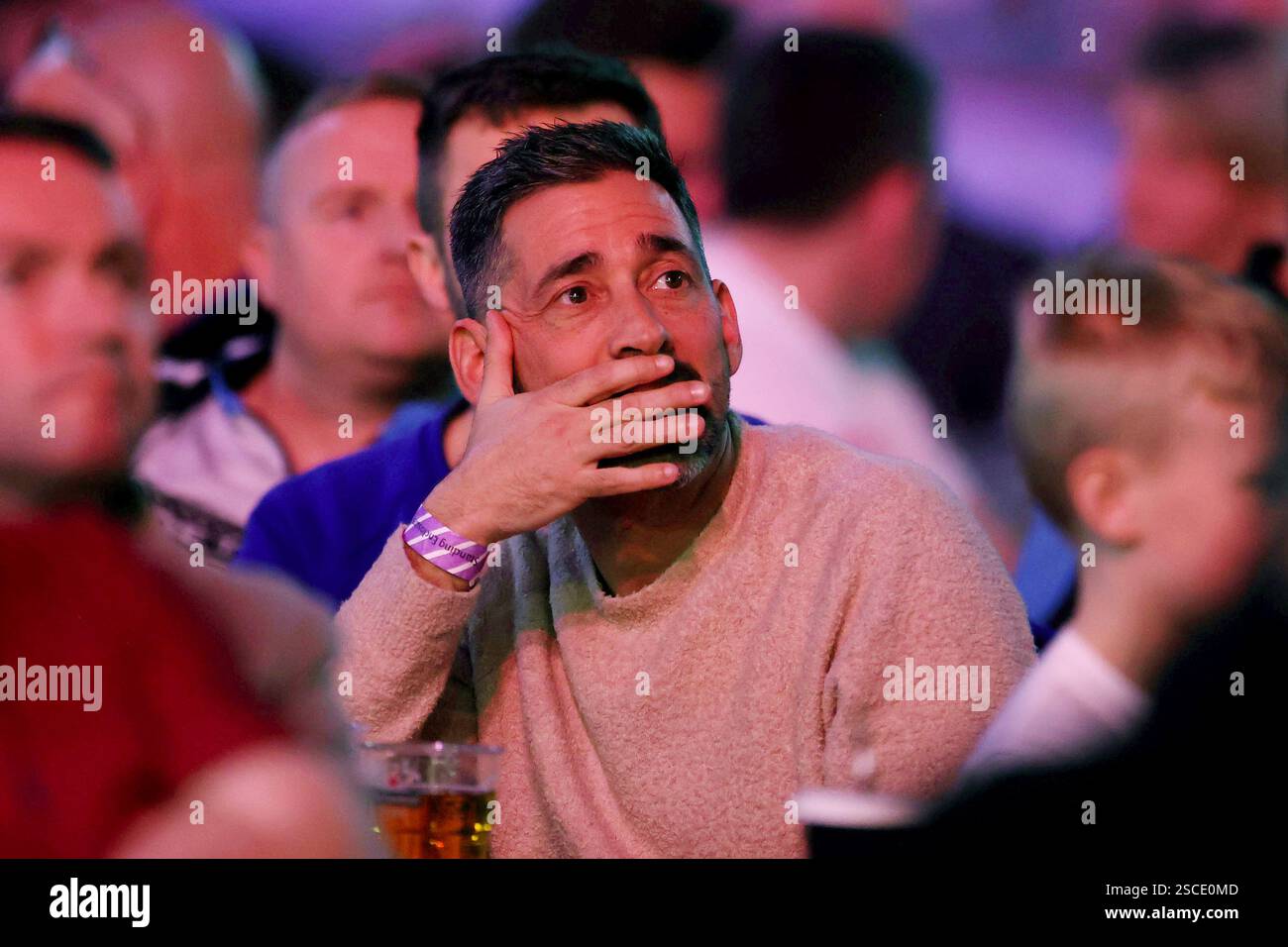 Radio and television presenter Colin Murray watches Stephen Bunting ...
