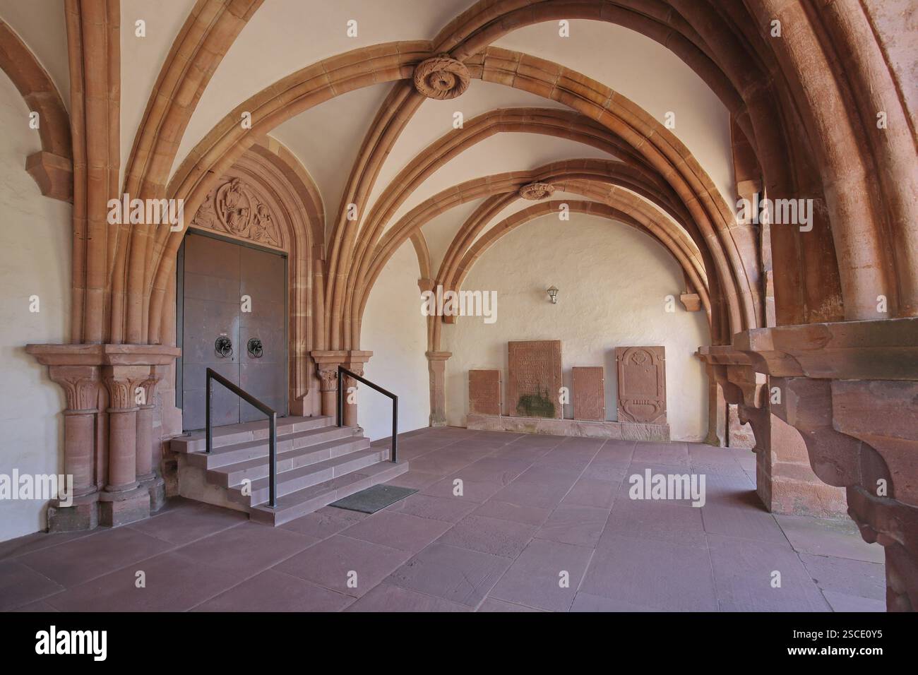 Entrance and vestibule with cross-ribbed vault of the Romanesque ...