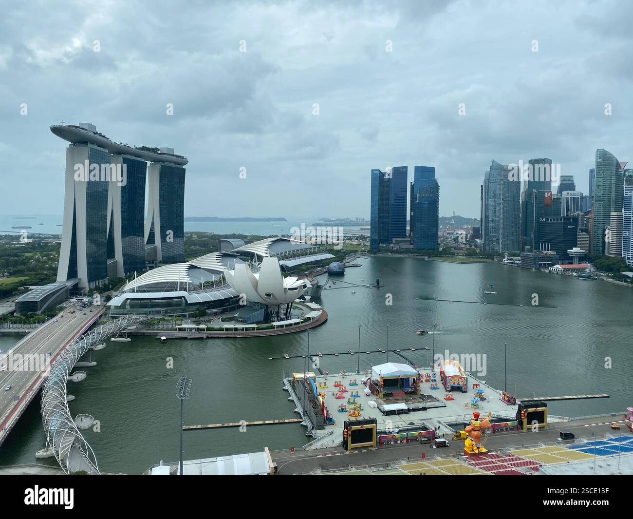 Aerial view of Marina Bay showcasing Marina Bay Sands, the ArtScience ...