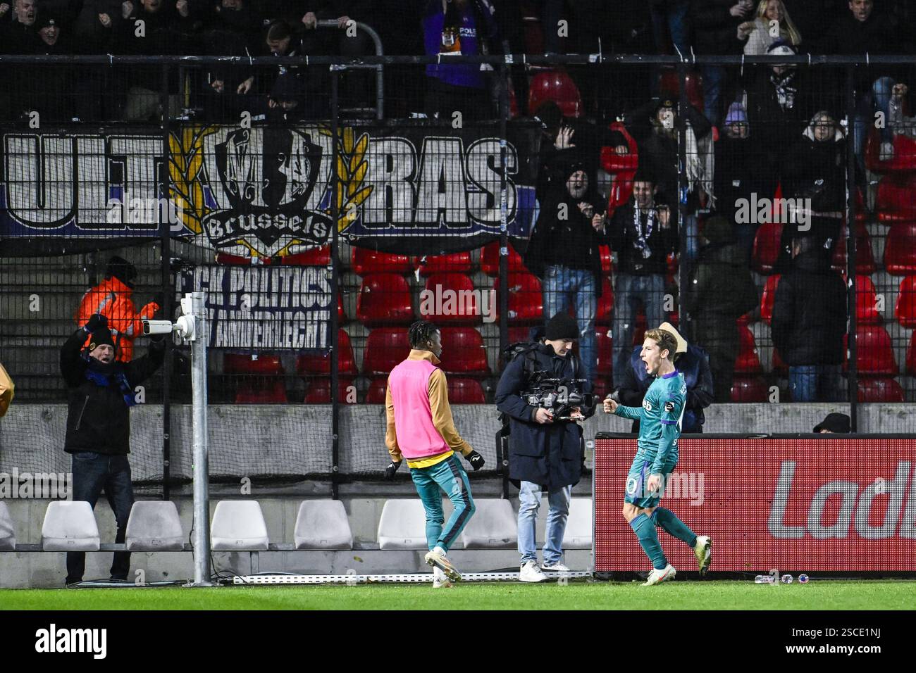 Anderlecht's Yari Verschaeren celebrates after scoring during a soccer ...