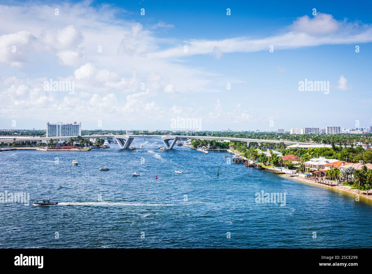 View of SE 17th Street (E. Clay Shaw, Jr.) Bridge from aboard cruise ...