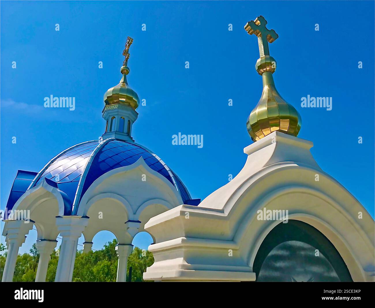 Chapel on the territory of a holy spring in the village of Tashla, Samara region in Russia Stock ...