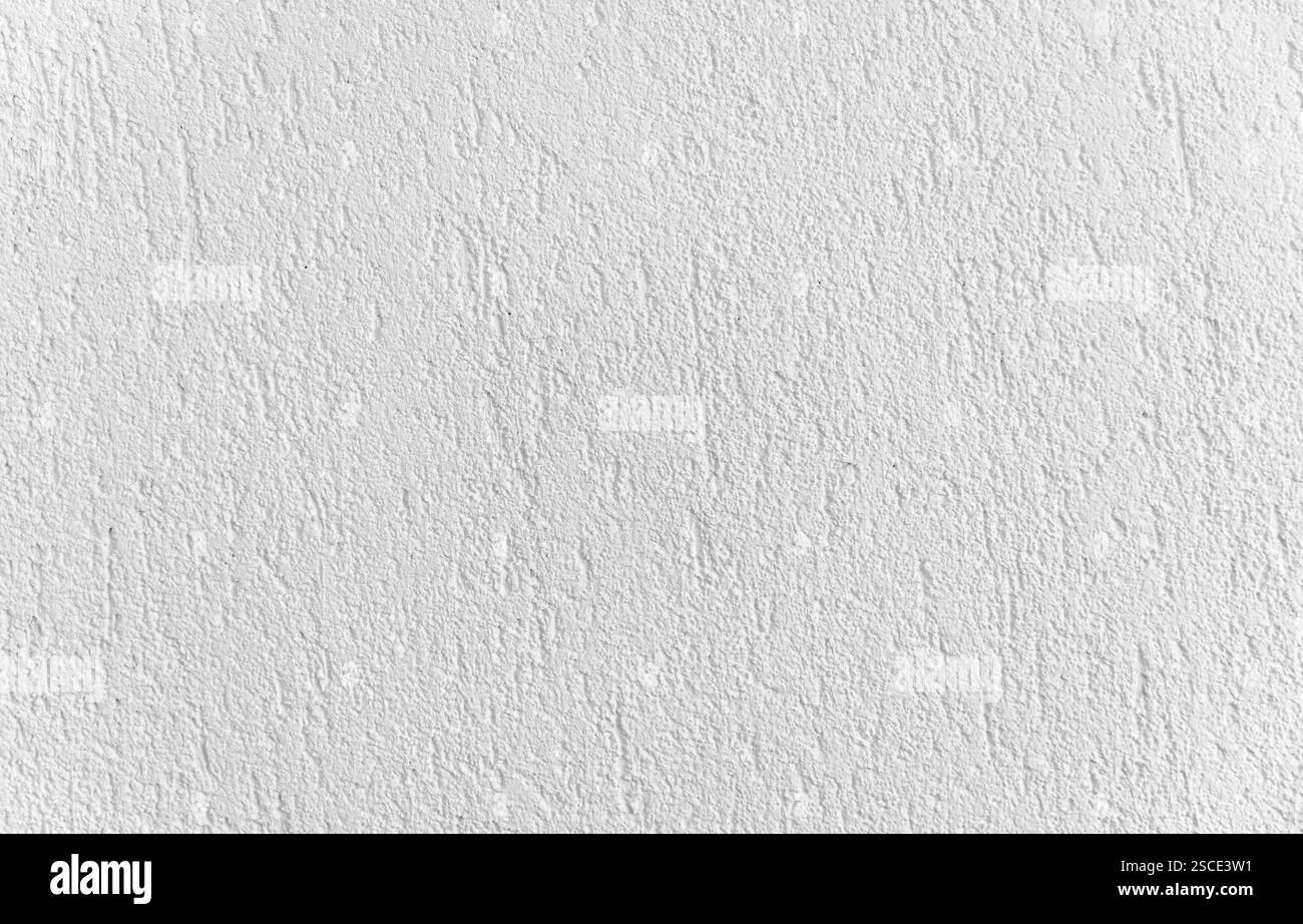 A wall with rough decorative white plaster layer. Front view ...