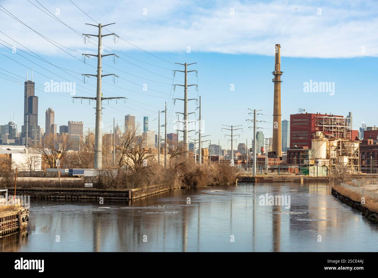 Industrial land and a view of downtown Chicago from the Loomis St ...