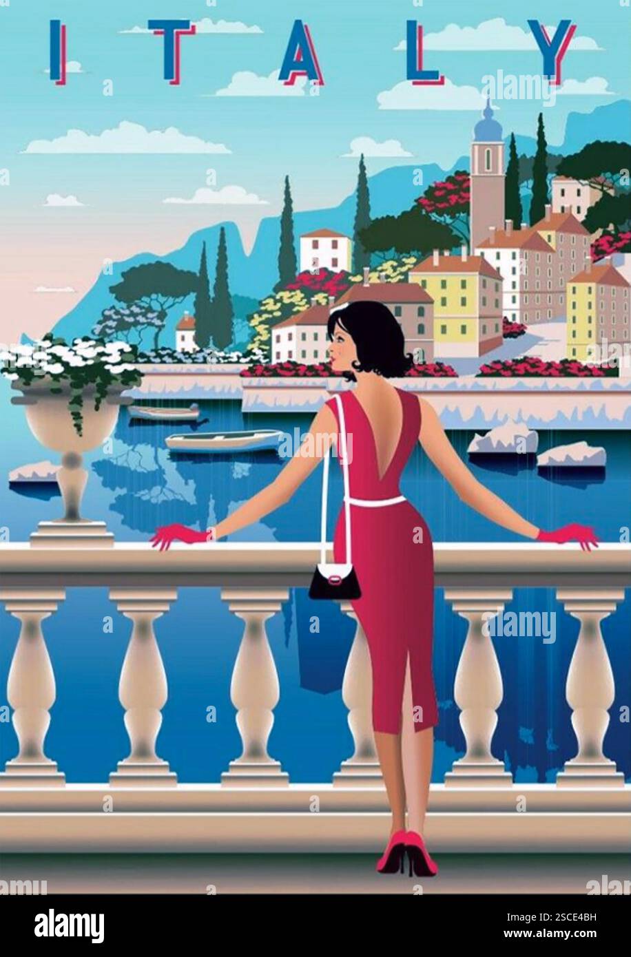 ITALY tourism poster about 1955 Stock Photo - Alamy