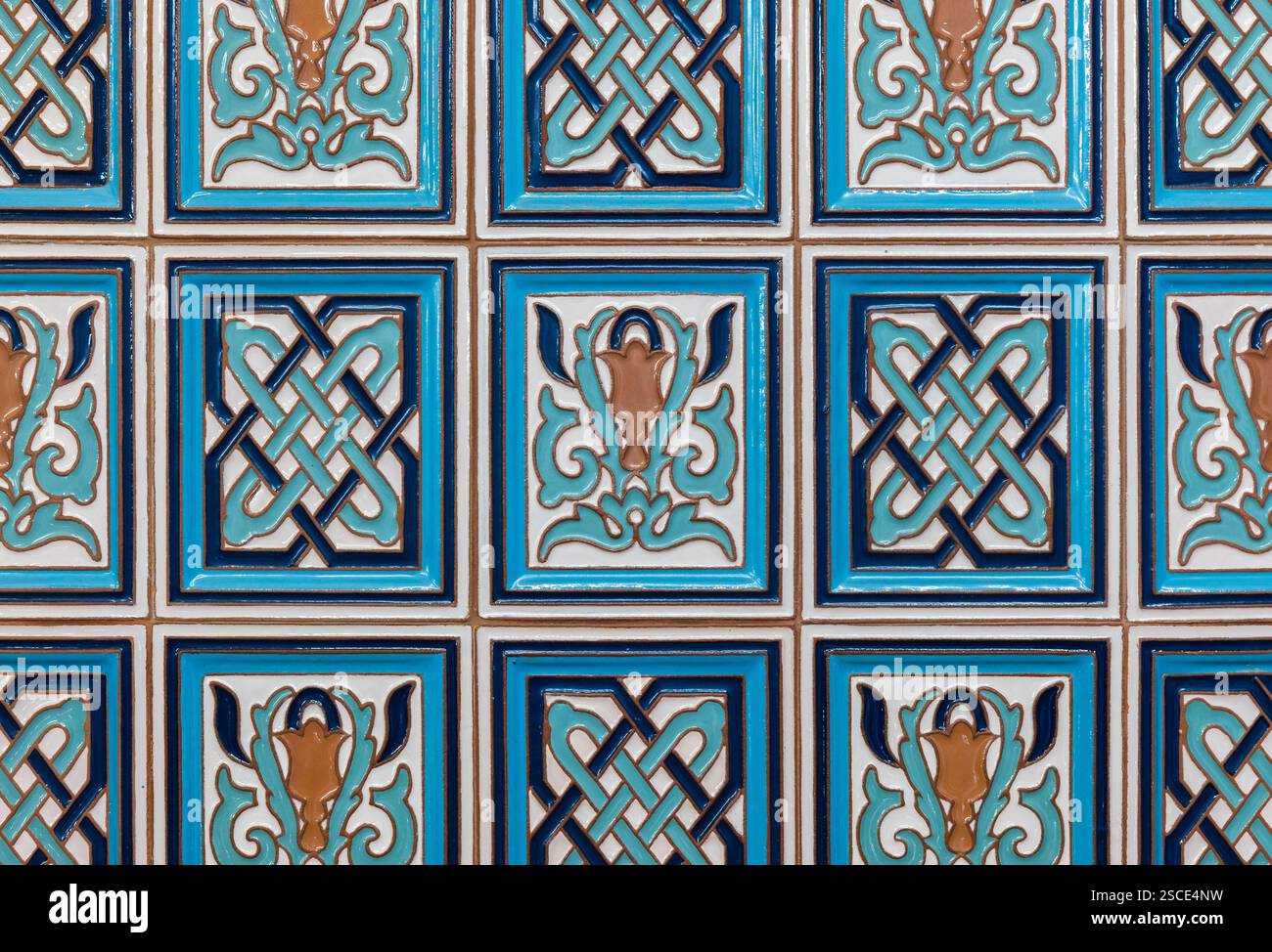 Arabic tiles pattern, ancient wall decoration, close-up front view ...