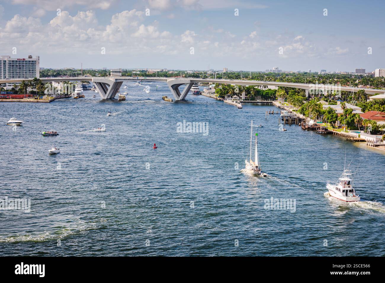 View of SE 17th Street (E. Clay Shaw, Jr.) Bridge from aboard cruise ...