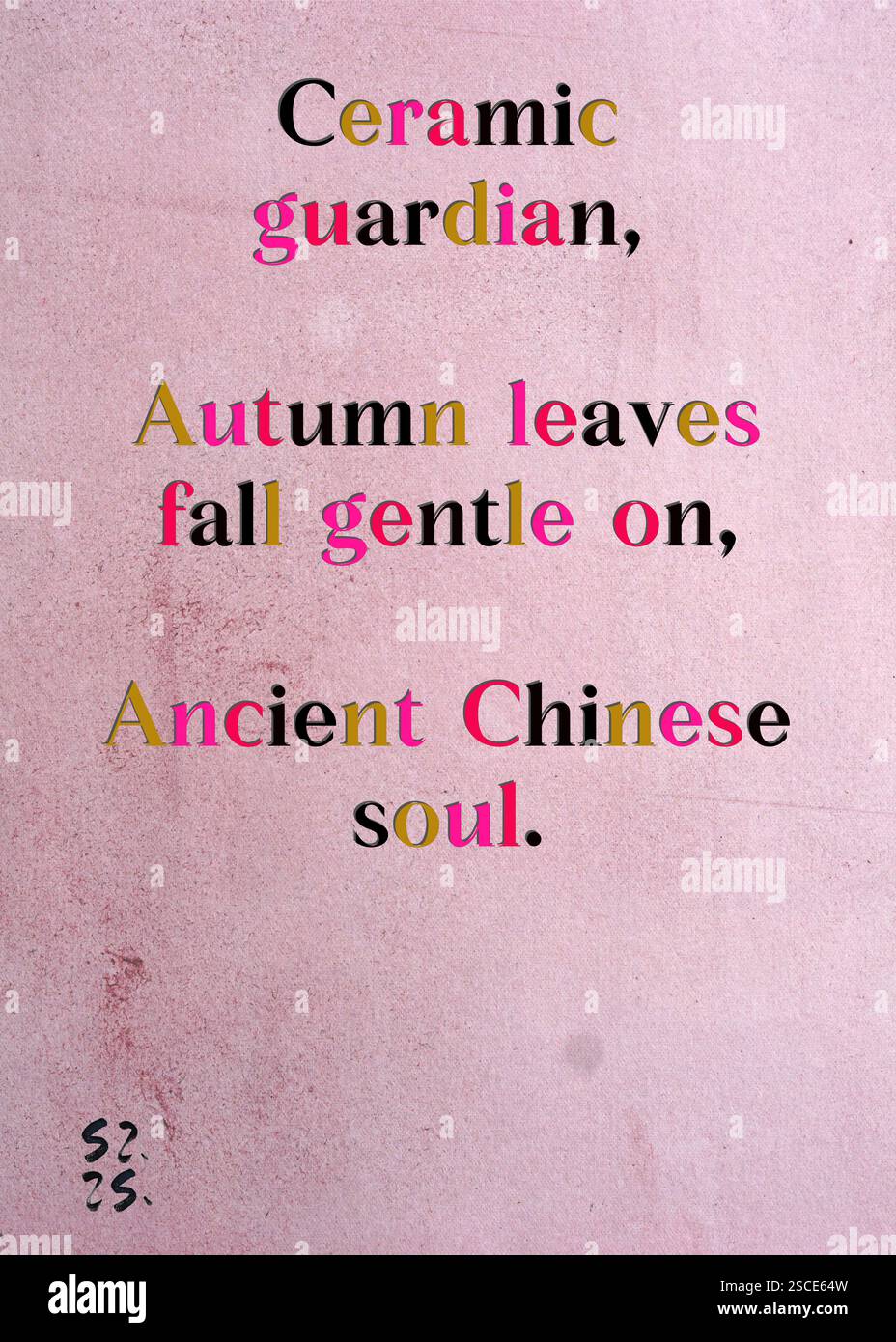 Ceramic guardian, Autumn leaves fall gentle on, Ancient Chinese soul ...