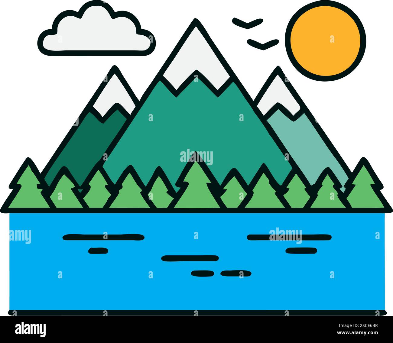 Sunny summer day lake Stock Vector Images - Alamy