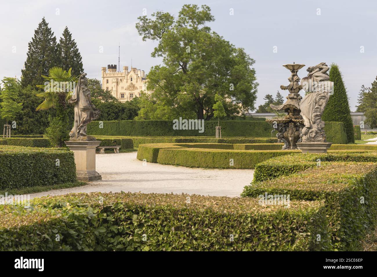 View from the garden. Led nice castle (lednice zamek) is built in the ...