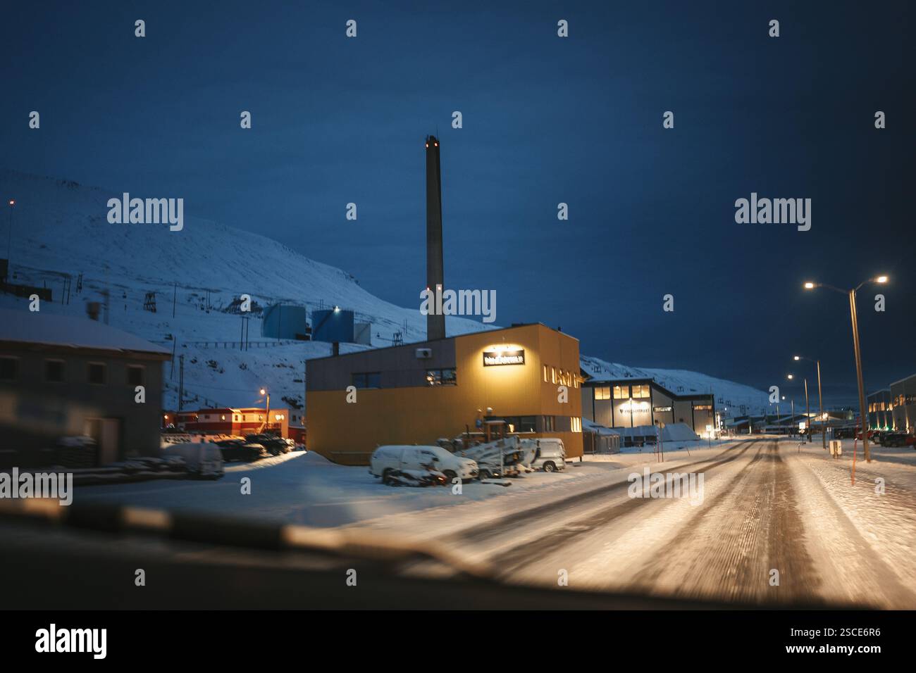 Coal factory in the arctic in snowy winter in Longyearbyen, Svalbard ...