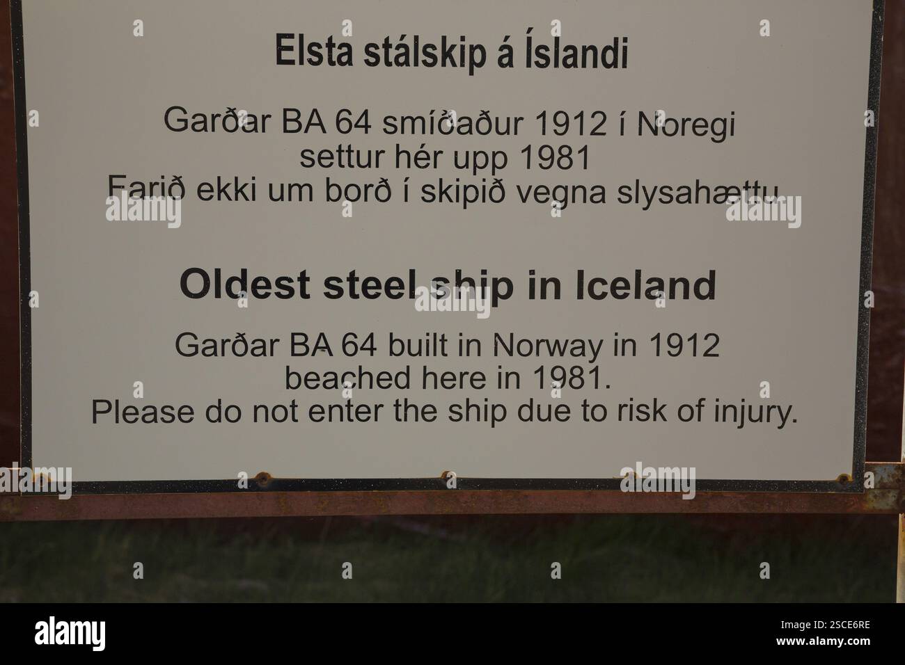 Ship wreck at the road 612 at Patreksfjoerdur, NW Iceland. The oldest ...